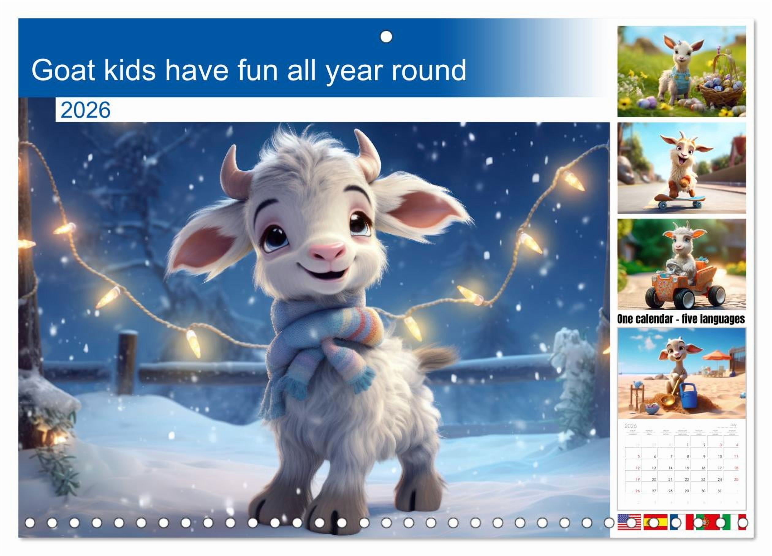 Goat kids have fun all year round (Monthly Wall Calendar 2026 16.5 x 23 ...