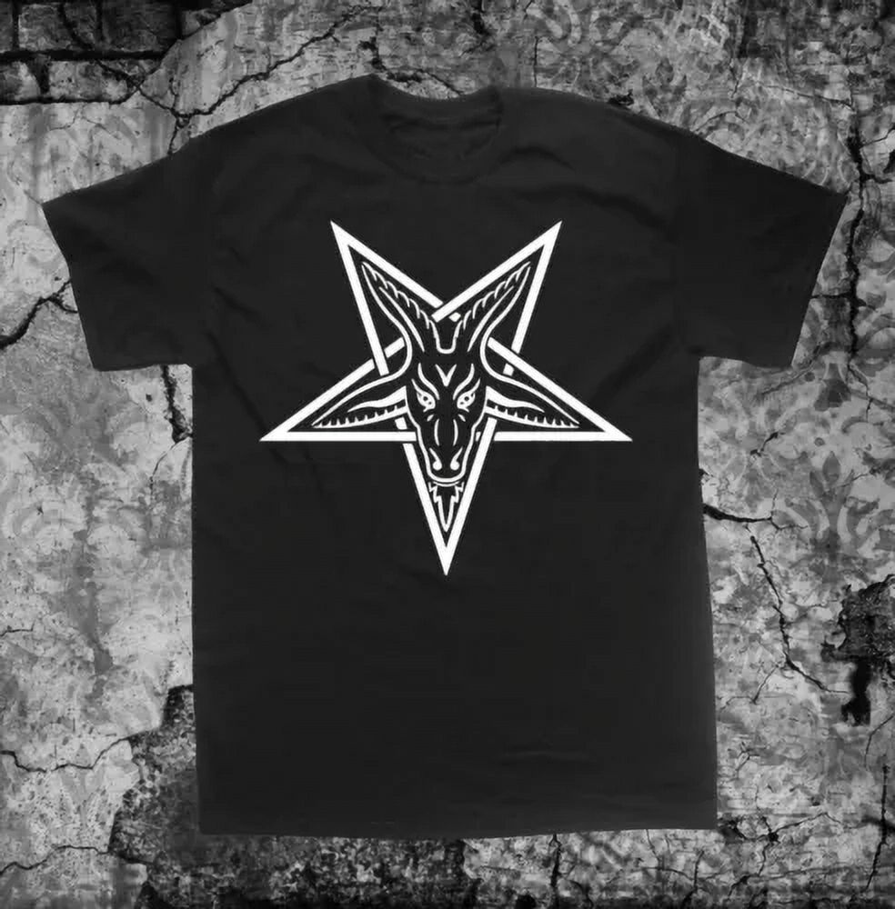 Goat's Head Shirt - Baphomet Pentagram Satan Occult Gothic Cross ...