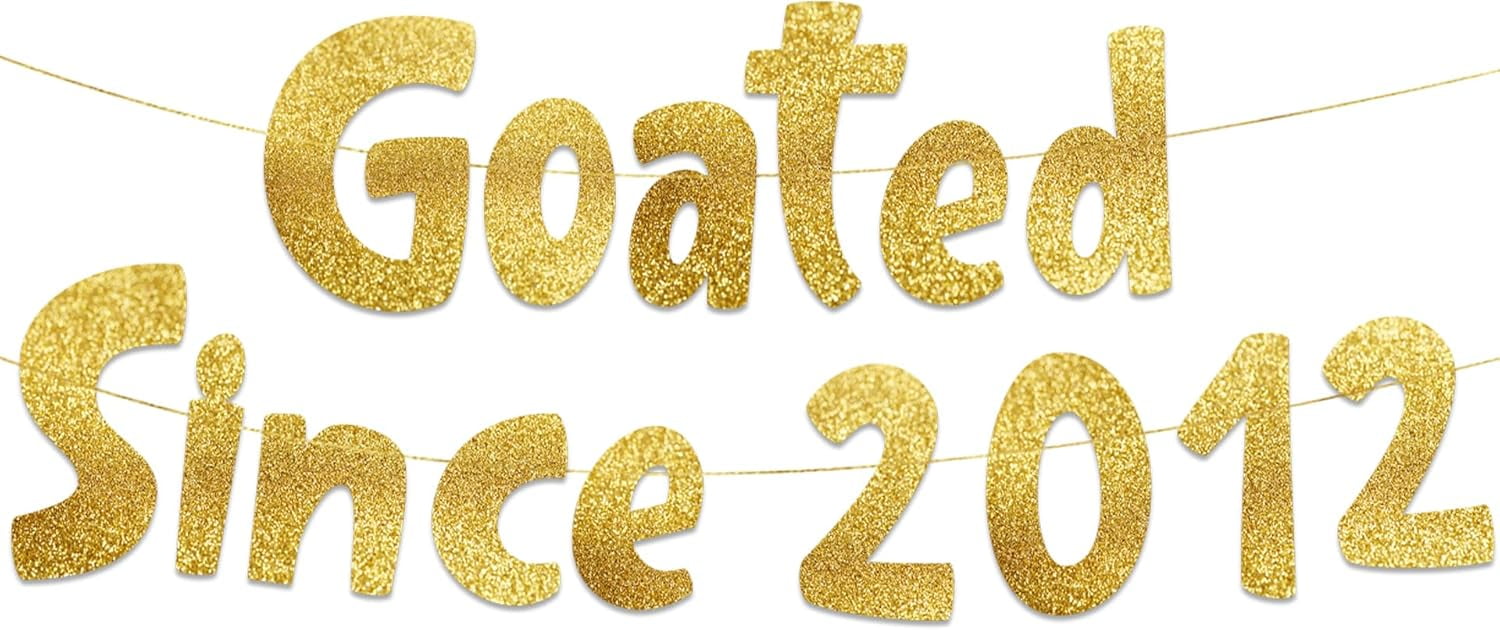 Goated Since 2012 Gold Glitter Banner - 13th Birthday and Anniversary ...