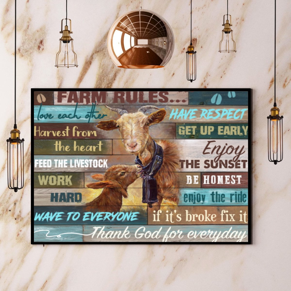 Farm Goats Farm Rules Love Each Other Paper Poster No Frame Wrapped ...