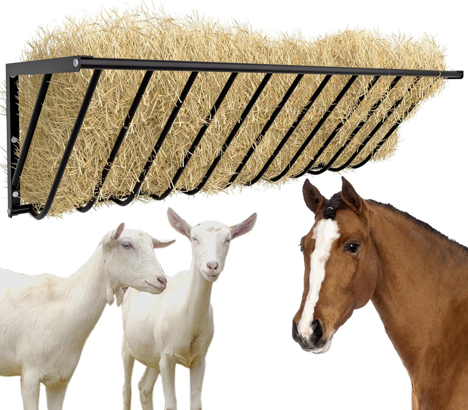 Goats Hay Feeder, 67 Gallon Large Capacity, Heavy Duty Iron Wall Hay ...