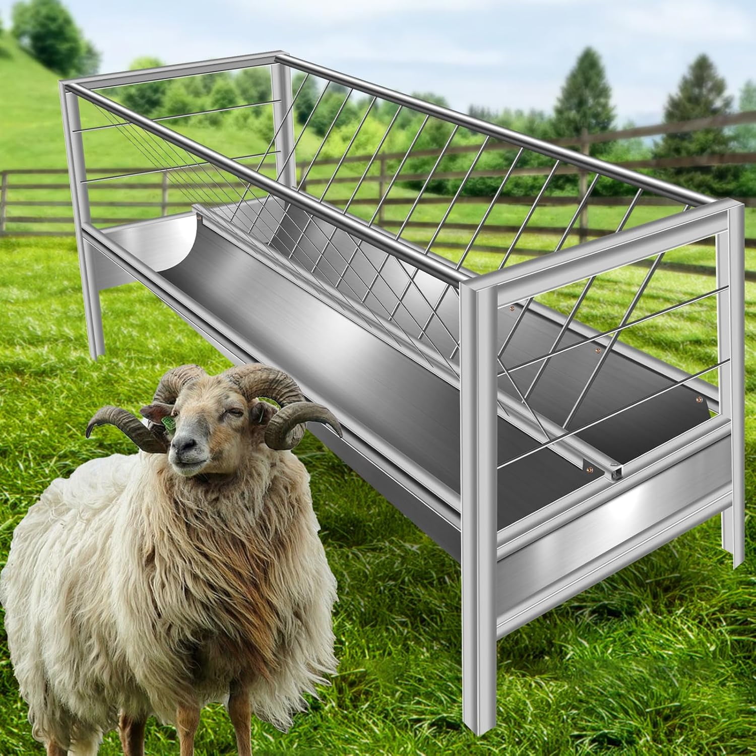 Goats Hay Feeder, 88 Gallon Multiple Sided Goat Hay Rack, 61.5'' x 26 ...