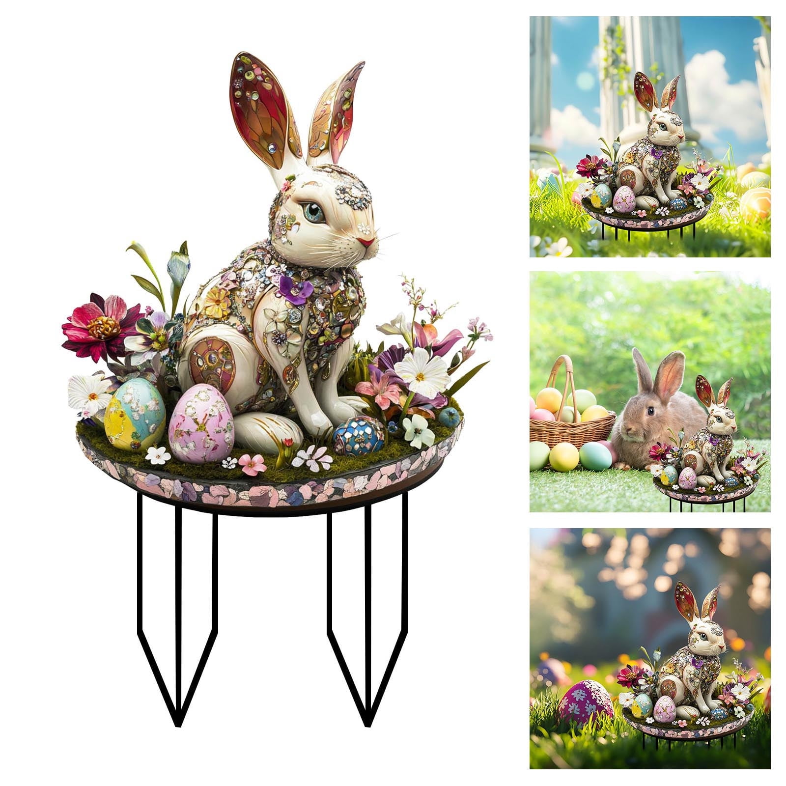 Goattoy Acrylic Easter Bunny Eggs Yard Decor - Cute Rabbit with Easter ...