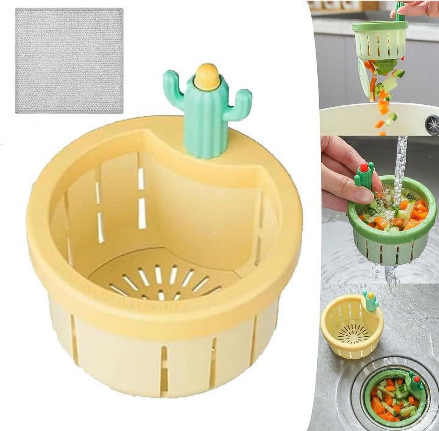 Goattoy Kitchen Sink Strainer with Steel Wool,Press Automatic Dumping ...