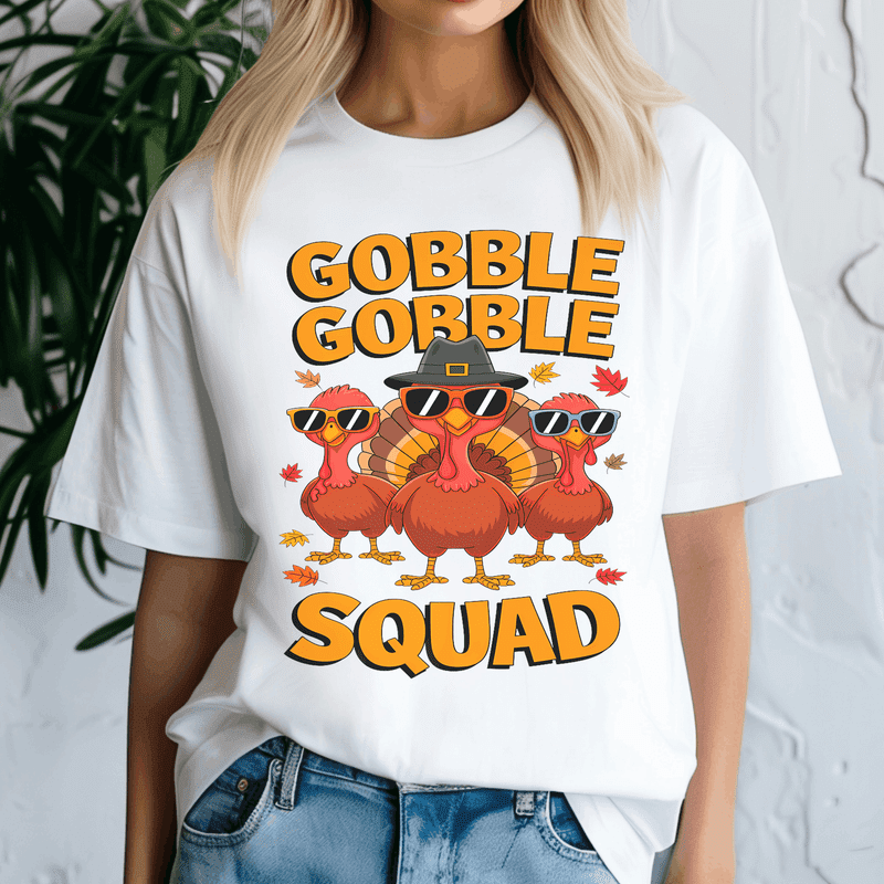 Gobble Squad Funny Thanksgiving Gives Thanks Family Pajamas ...