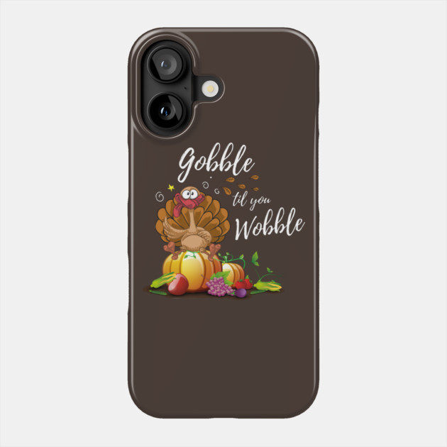 Gobble Til You Wobble Funny Thanksgiving Dinner Cartoon Illustration ...