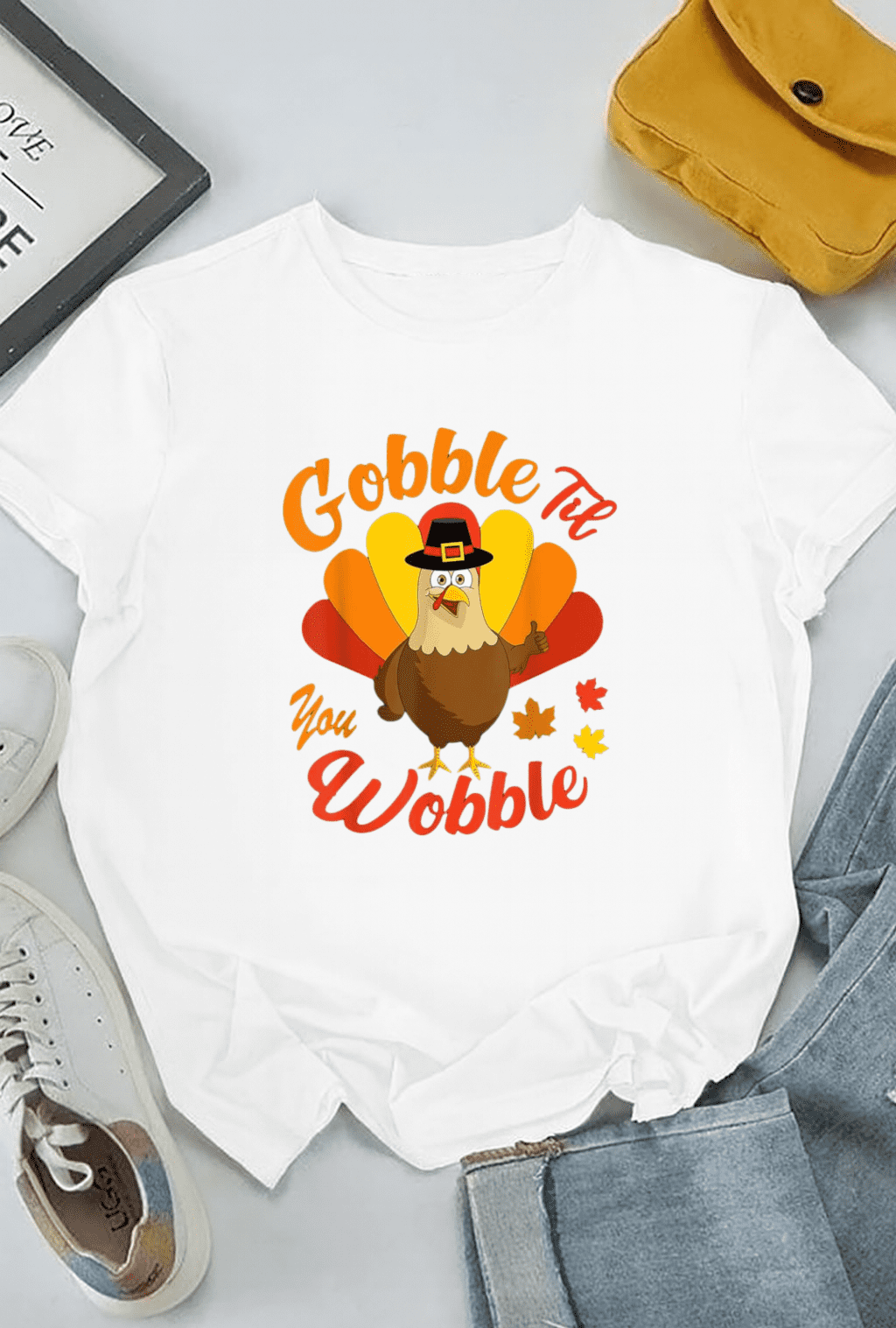Gobble Til You Wobble Funny Thanksgiving Family Joke Fun Unisex T-Shirt ...
