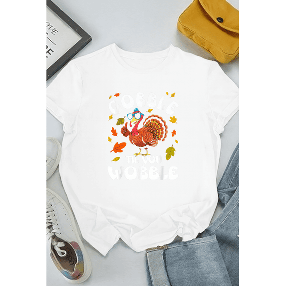 Gobble Til You Wobble Turkey Thanksgiving Family Fun Unisex T-Shirt, up ...