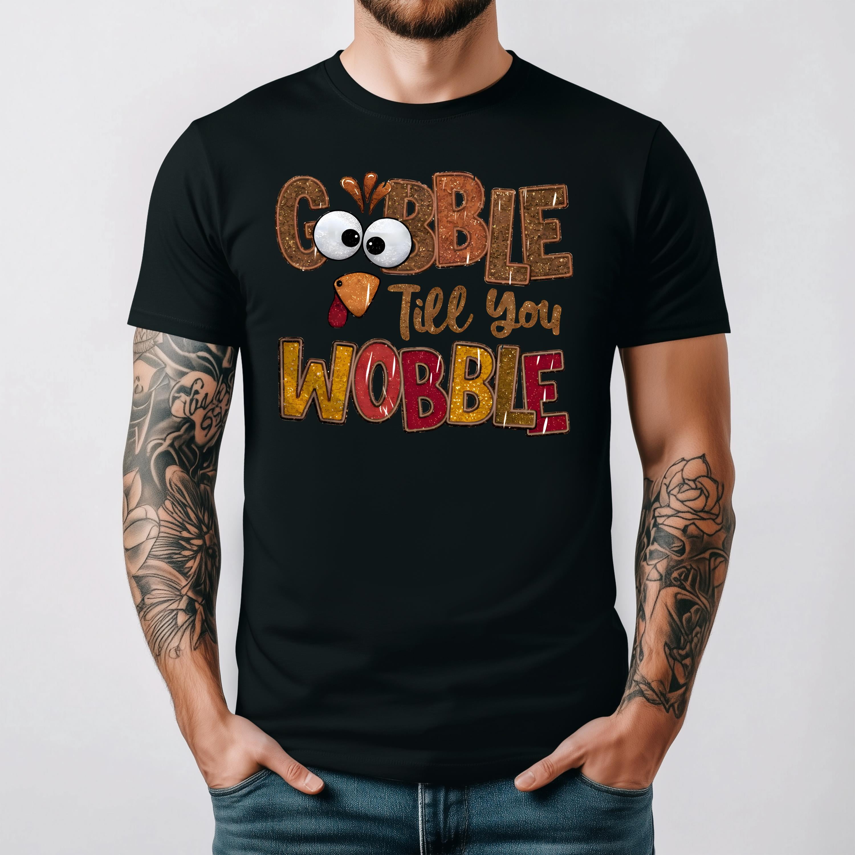 Gobble Till You Wobble Funny Thanksgiving Family Art T Shirt up to 5XL ...