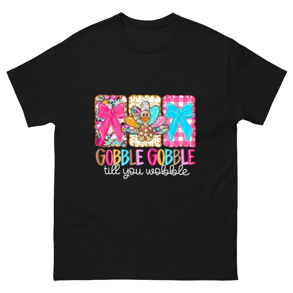Gobble Till You Wobble turkey coquette bow fall Unisex T-Shirt, up to ...
