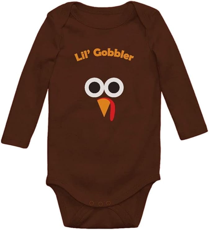 Tstars Gobble Turkey Face Baby Bodysuit First Thanksgiving Baby Boy Girl Outfit Newborn Brown ...