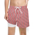 GobdXE Kids Boys Striped Double Layer Swim Shorts Drawstring Casual ...