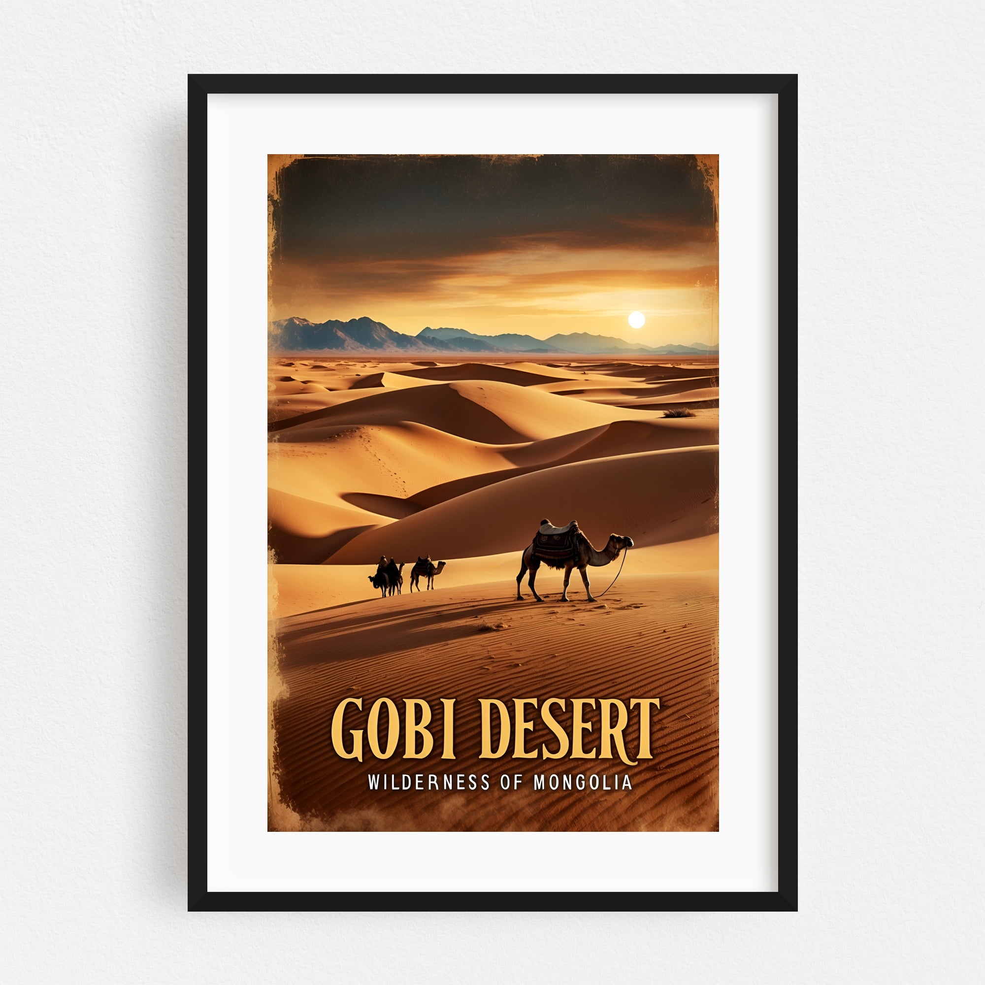 Gobi Desert Travel Poster – Mongolian Wilderness Illustration ...