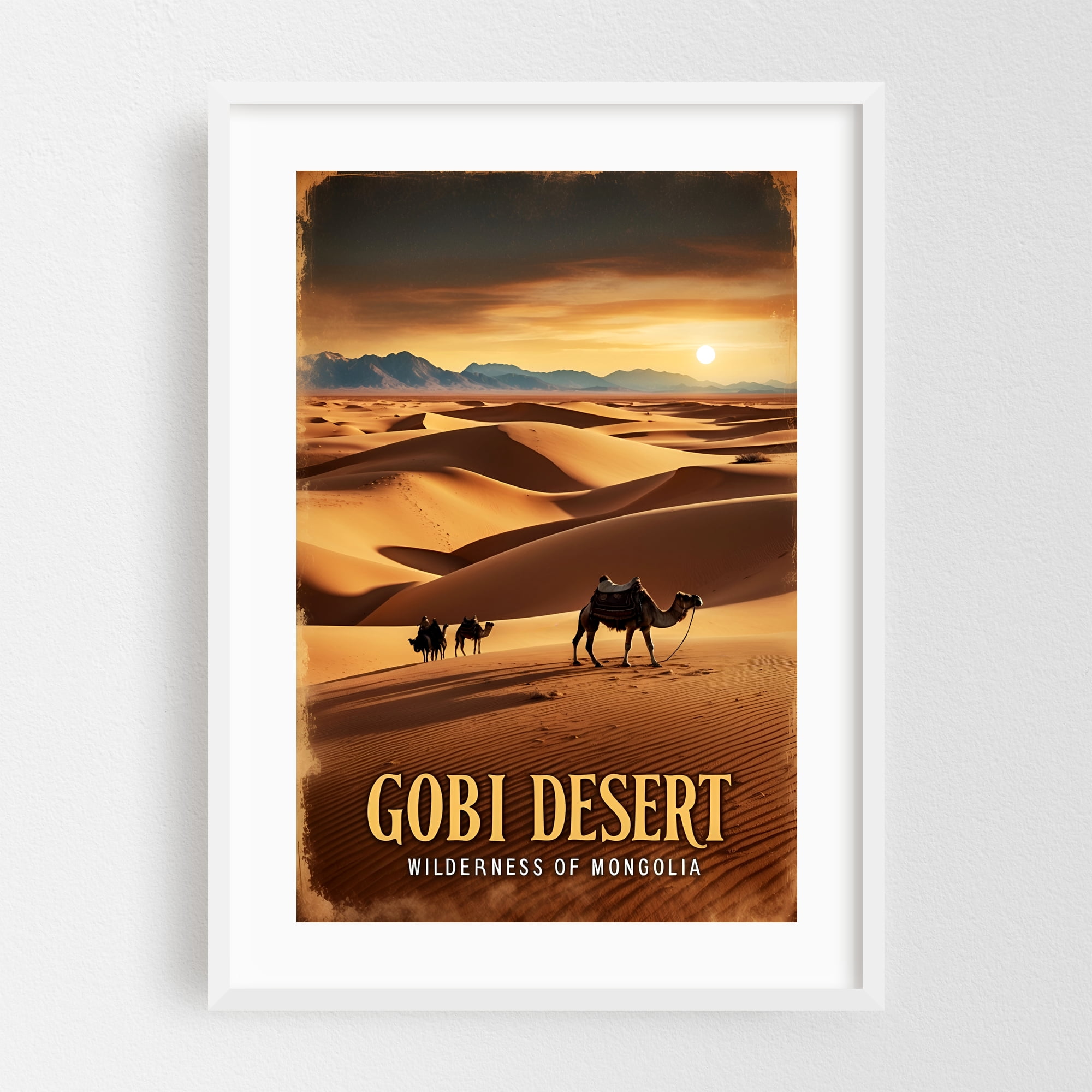 Gobi Desert Travel Poster – Mongolian Wilderness Illustration ...