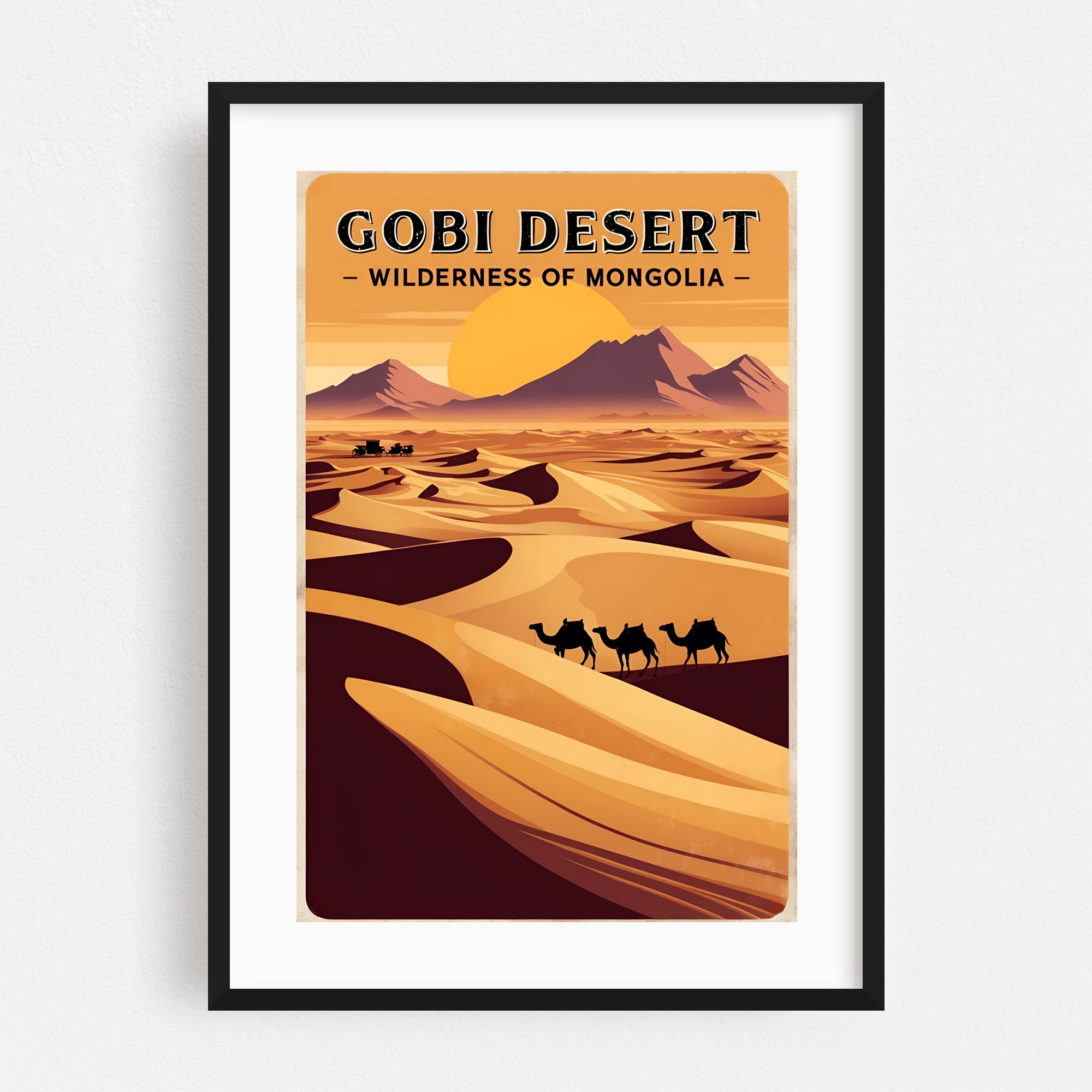 Gobi Desert Vintage Poster – Mongolian Wilderness Art Print ...