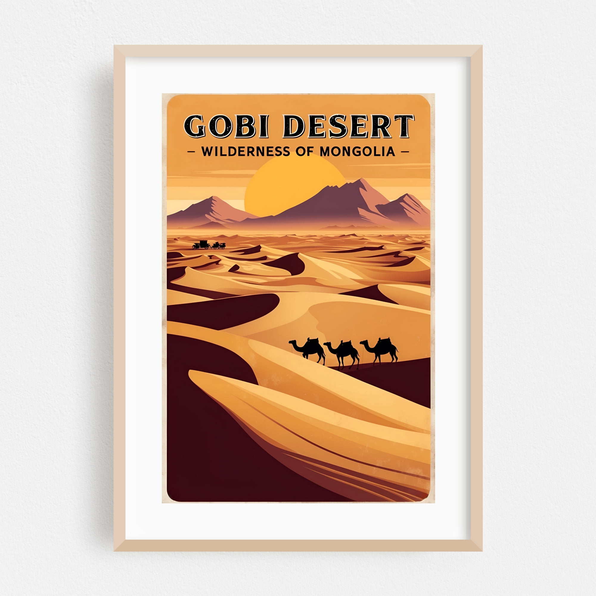 Gobi Desert Vintage Poster – Mongolian Wilderness Art Print ...