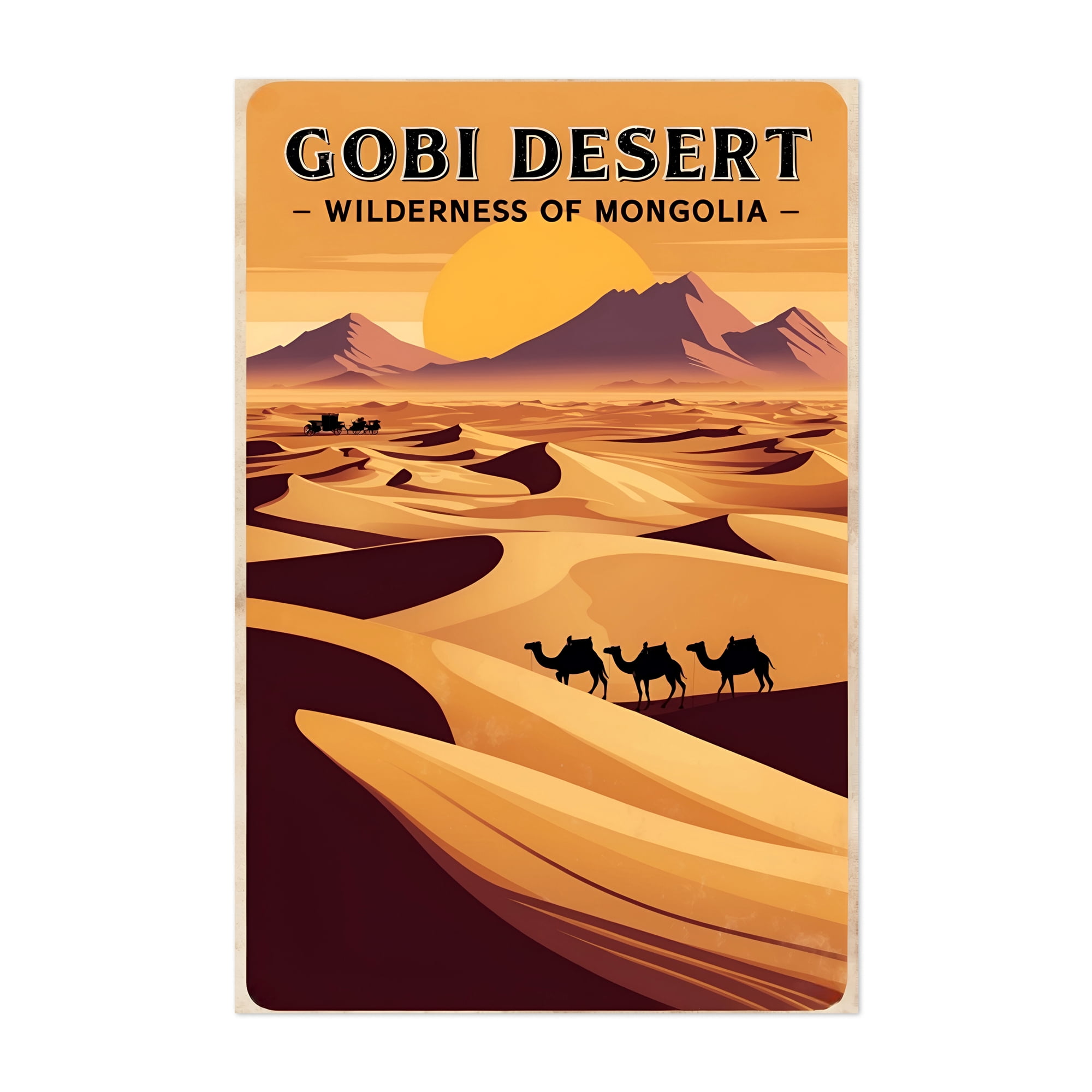 Gobi Desert Vintage Poster – Mongolian Wilderness Art Print ...