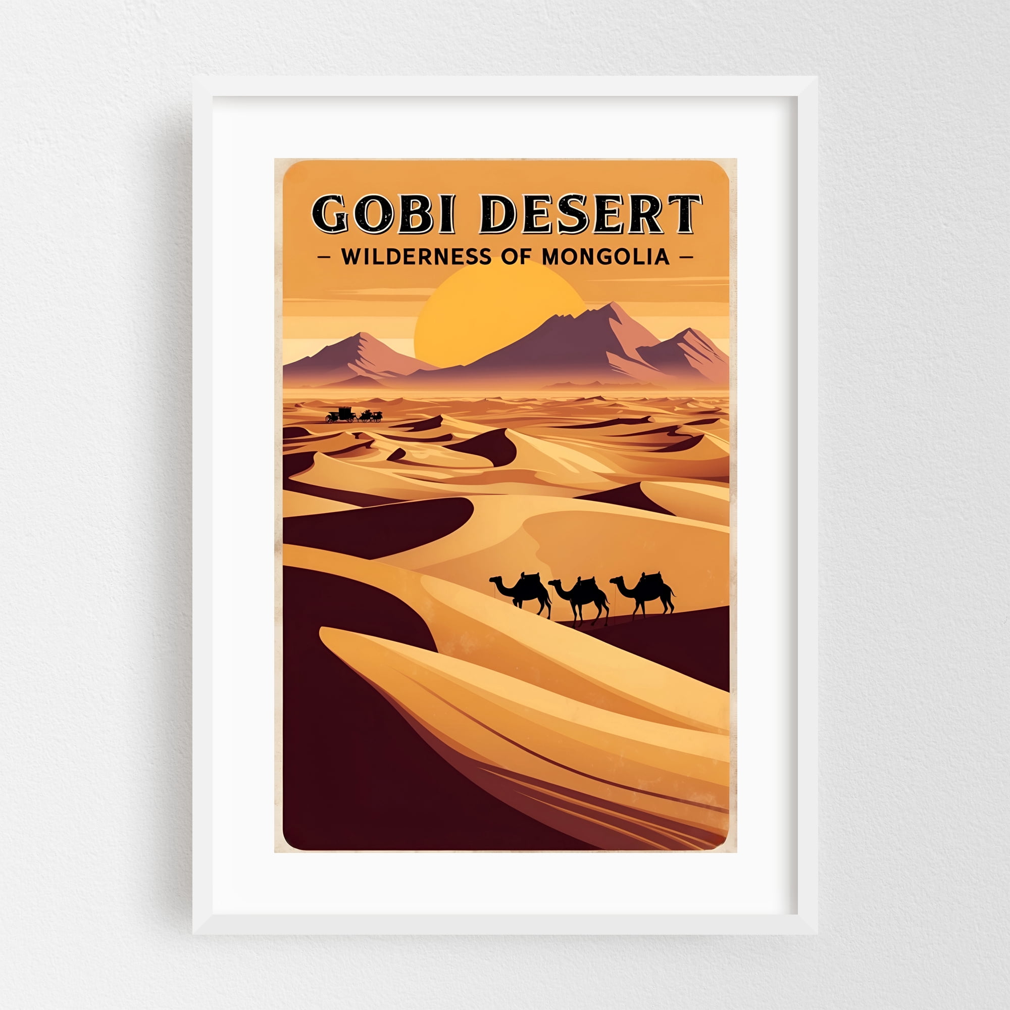Gobi Desert Vintage Poster – Mongolian Wilderness Art Print ...