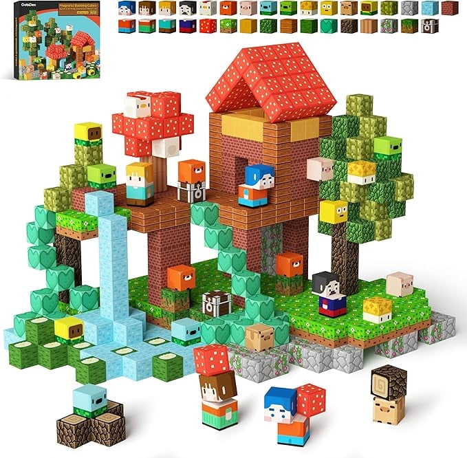 GobiDex 100 Pcs Village Game-Based Magnetic Blocks Building Toys for ...