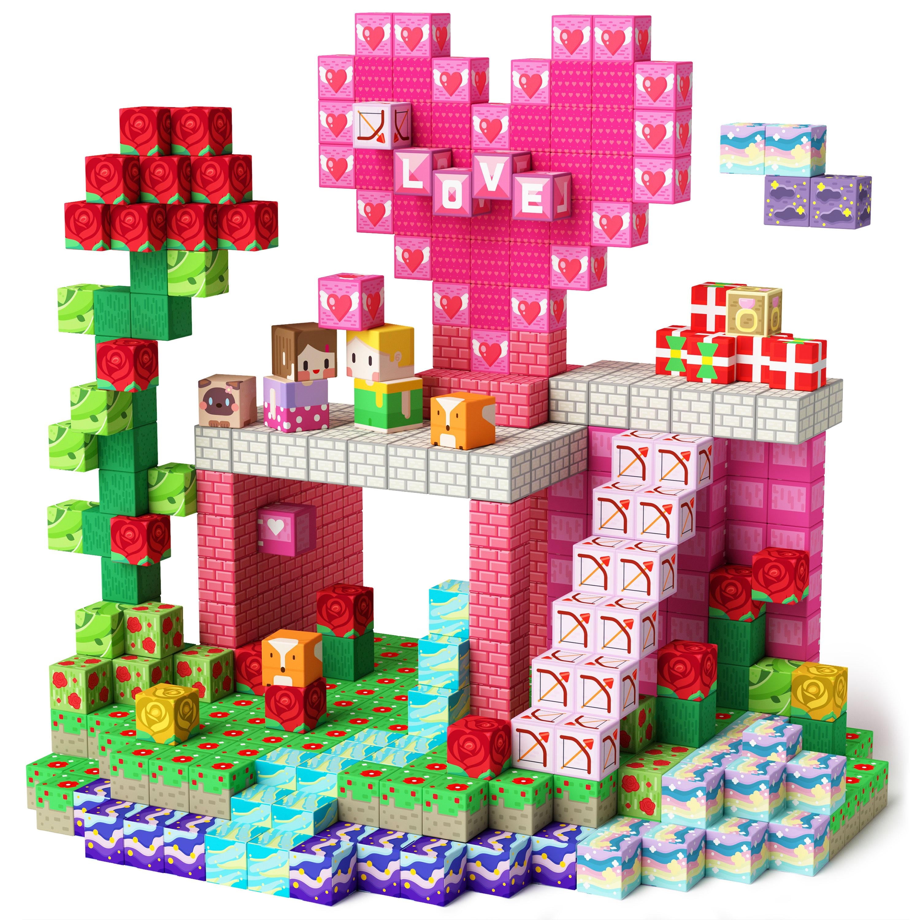 GobiDex 200 Pcs HeartsBlock Valentine's Game-Based Magnetic Blocks STEM ...