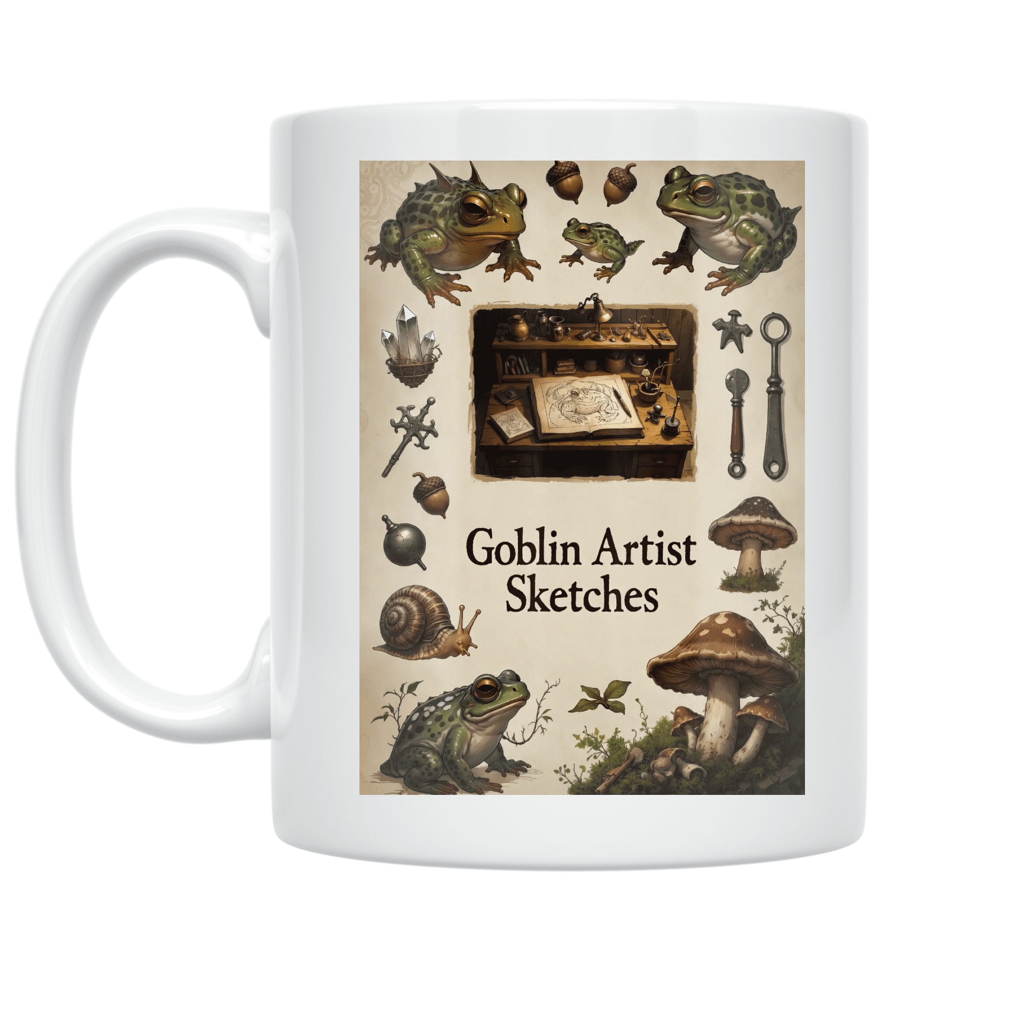 Goblin Artist Desk Illustration - Nature Lover - 11 oz Ceramic Coffee ...