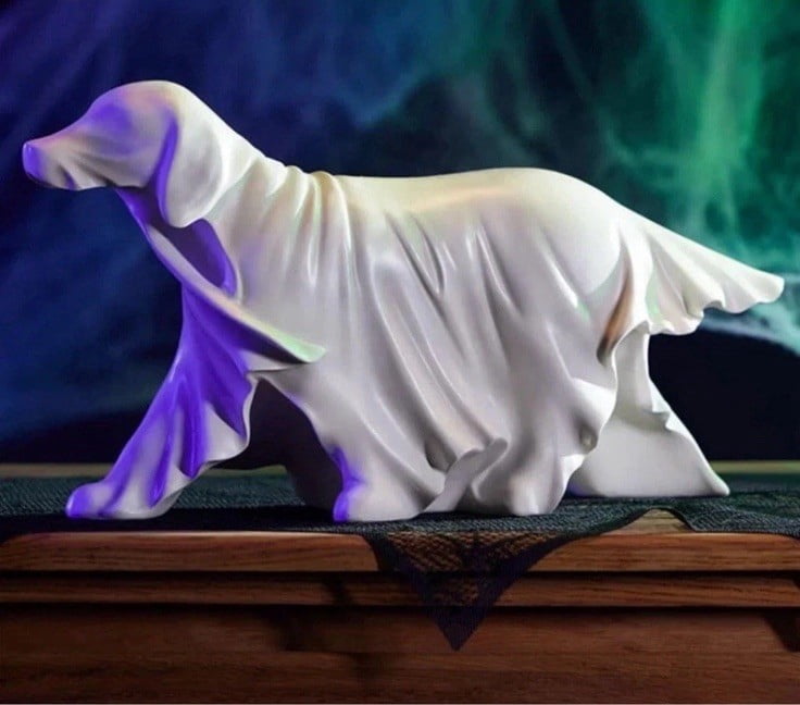 Goblin And Ghoul Ghost Walking Dog Halloween Figurine Spooky Ghost Dog ...