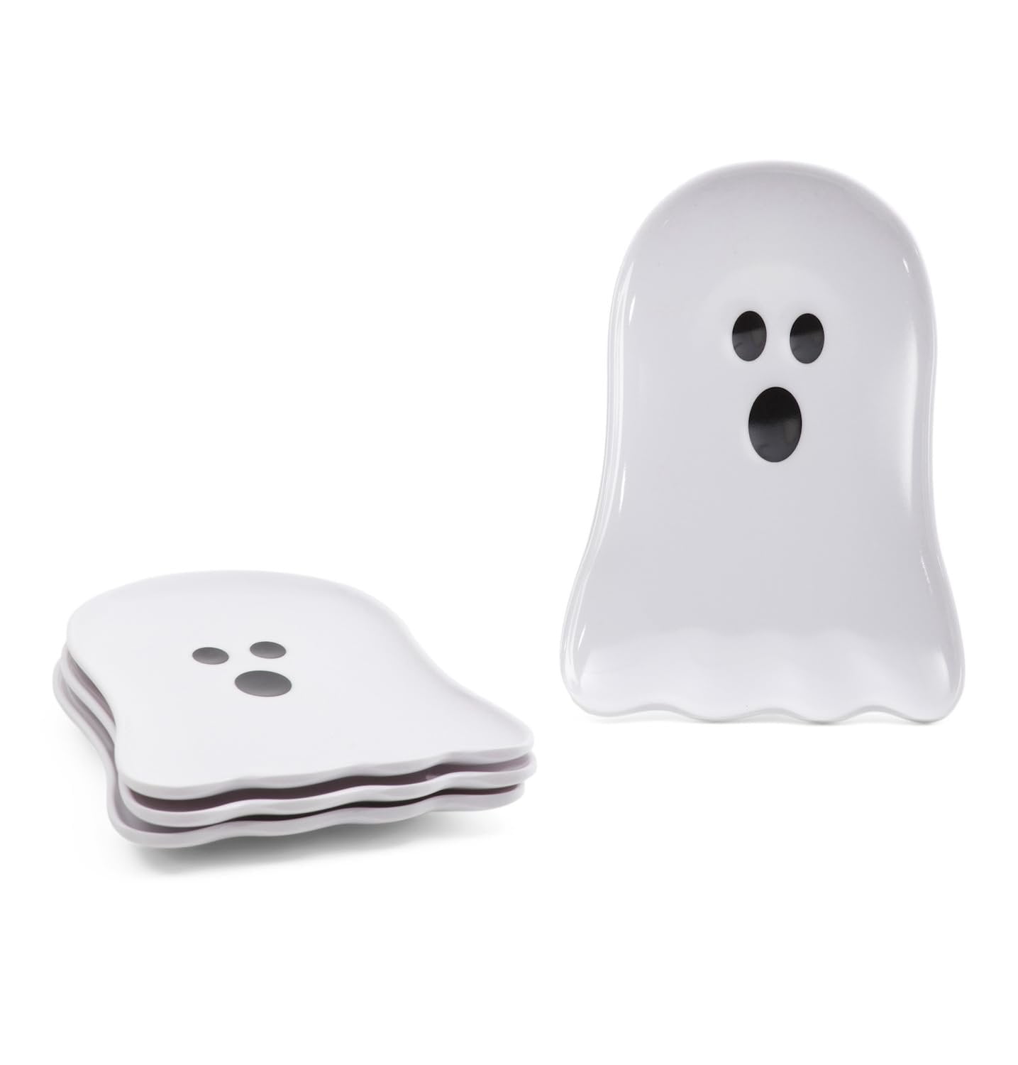Goblin & Ghoul Halloween Ghost Shaped Melamine Appetizer Plates, Set of ...