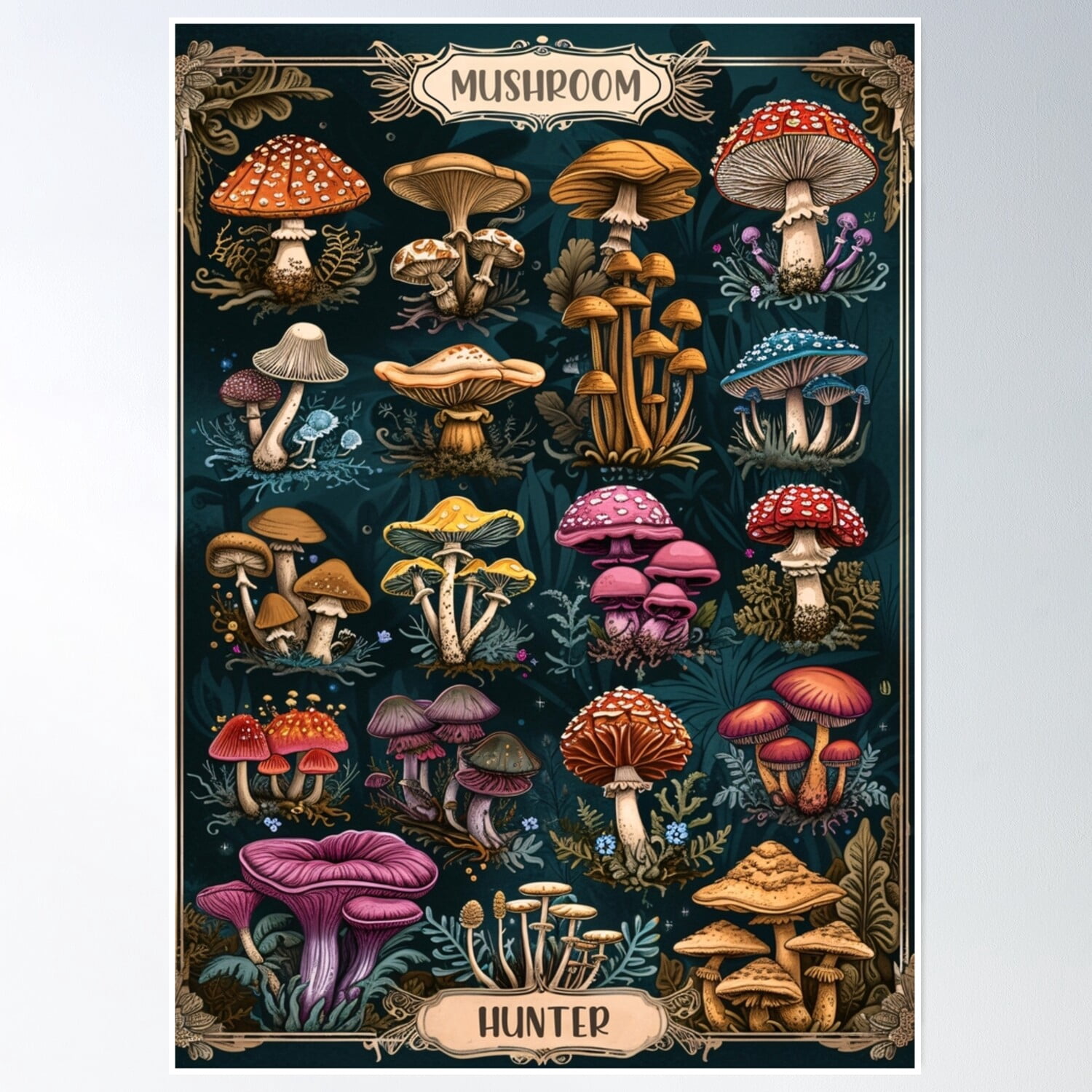 Goblin Guide - Goblincore Aesthetic - Mushrooms Infographic Poster Wall ...