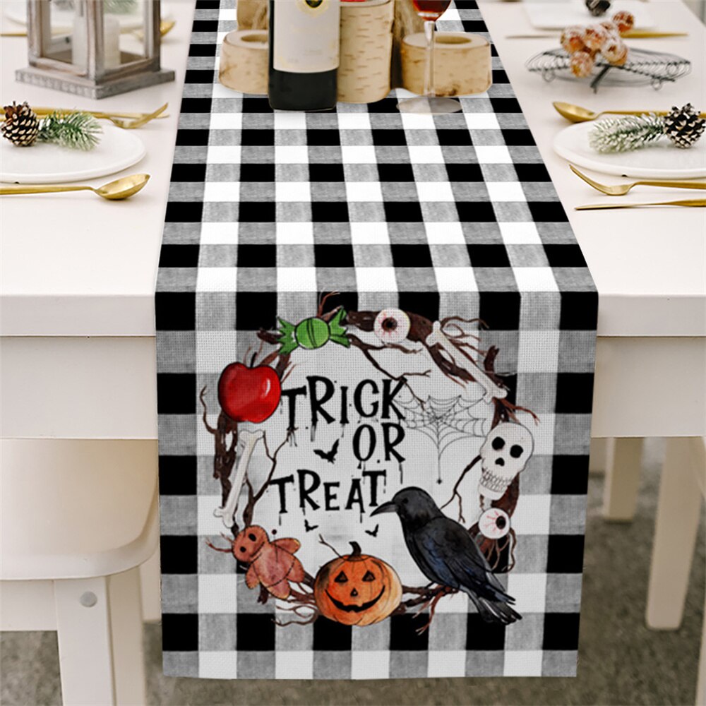Goblin Halloween table Flag Black Crow Pickup Table Runner Thanksgiving ...