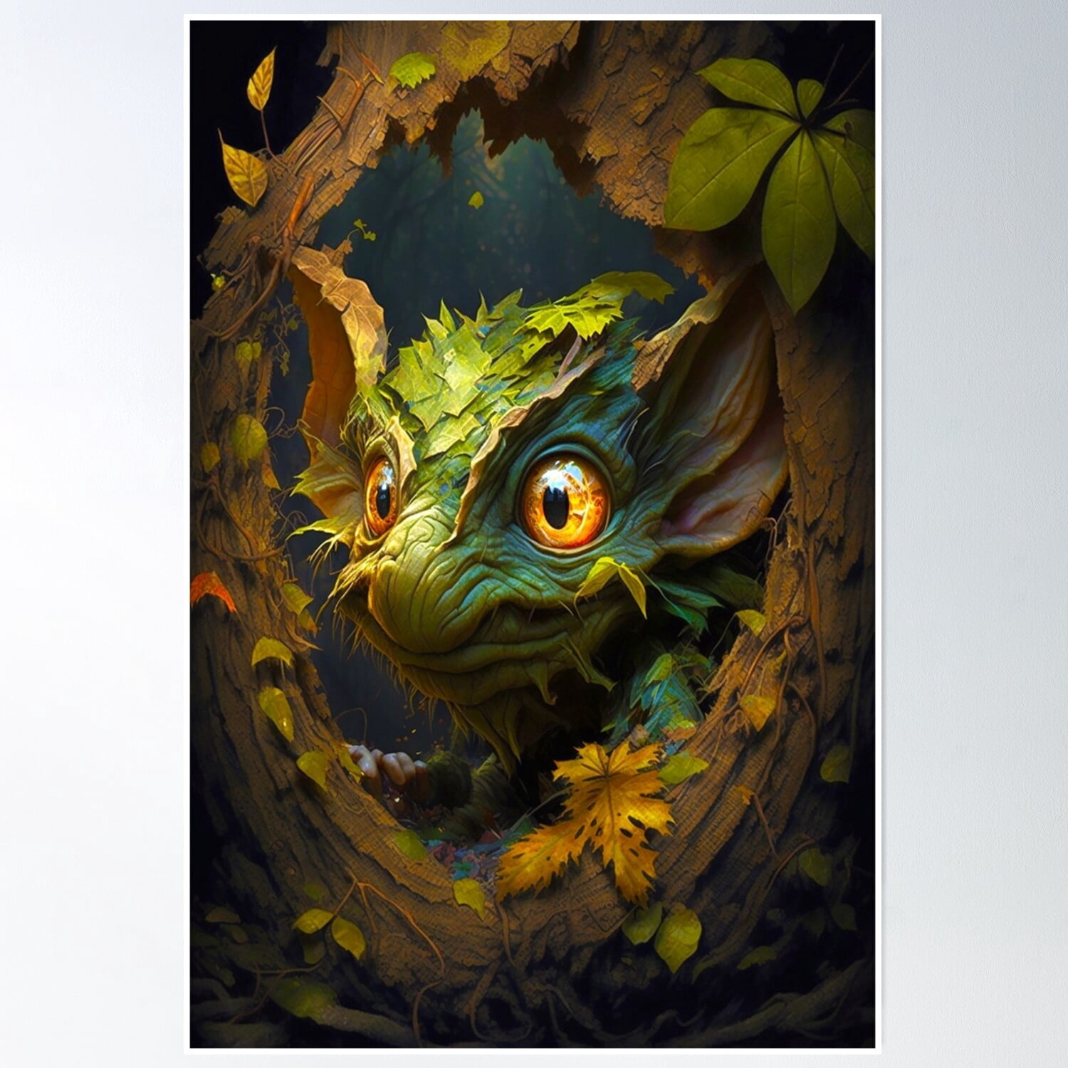 Goblin In Magical Old Tree Poster Wall Art, Modern Wall Decor, 16x24 ...