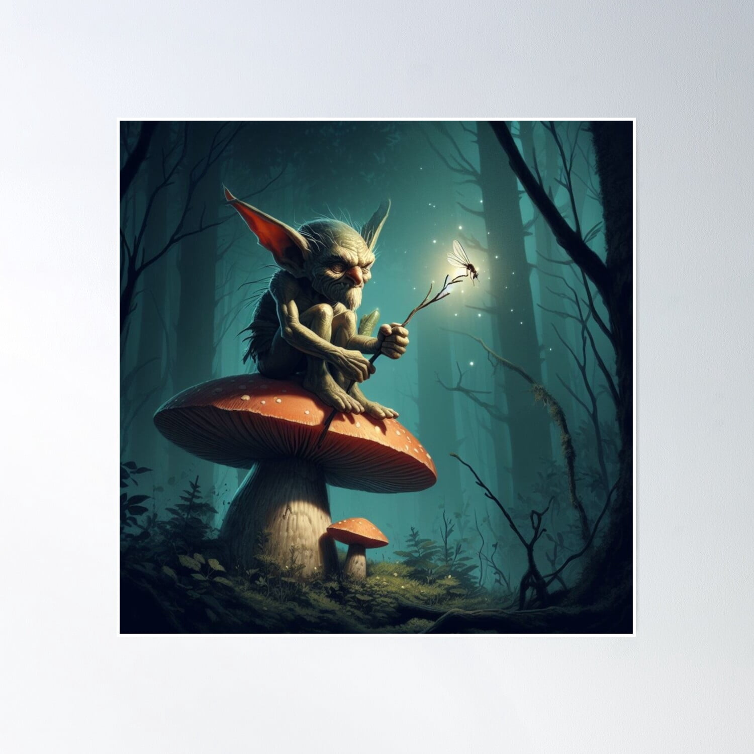 Goblin On A Toadstool Poster Wall Art, Modern Wall Decor, 30x30 ...