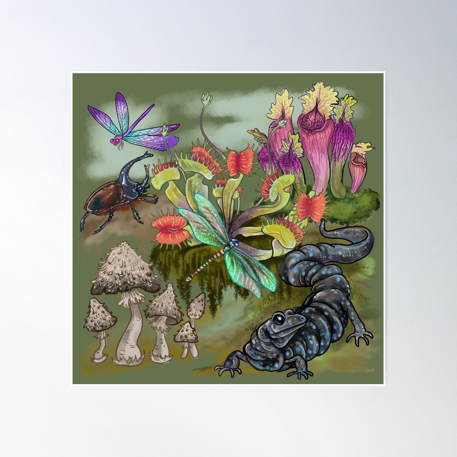 Goblincore- Bog Nature Pattern Poster Wall Art, Modern Wall Decor ...