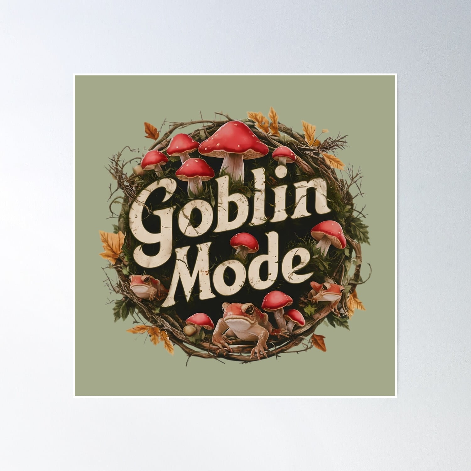 Goblincore Goblin Mode - Foraging Red Mushrooms And Toads Poster Wall ...