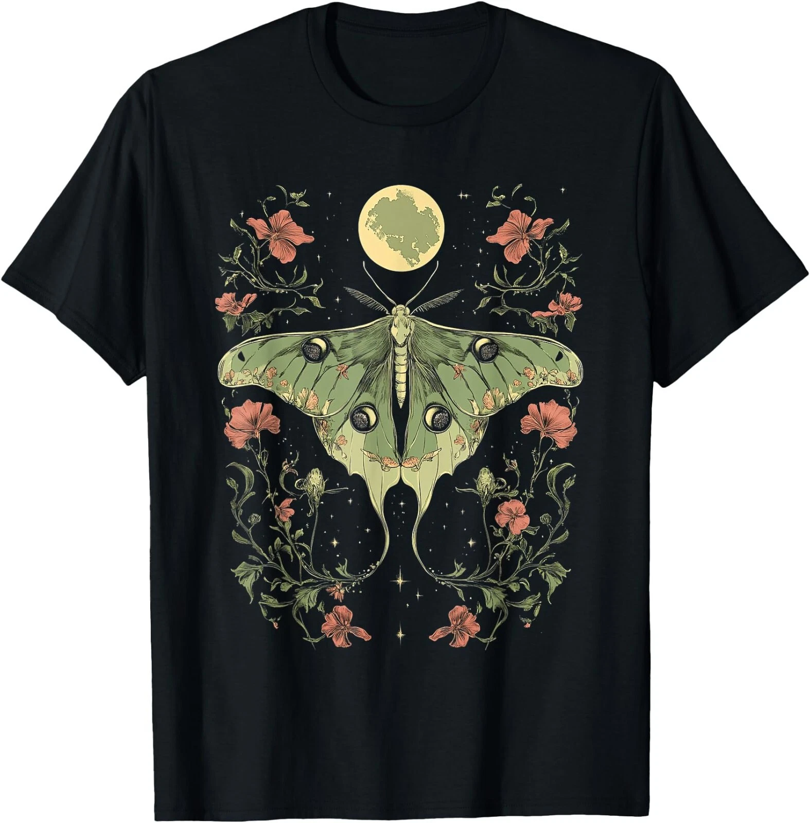 Goblincore Moth Butterfly Moon Phases Cottage Style Art Unisex T-Shirt ...