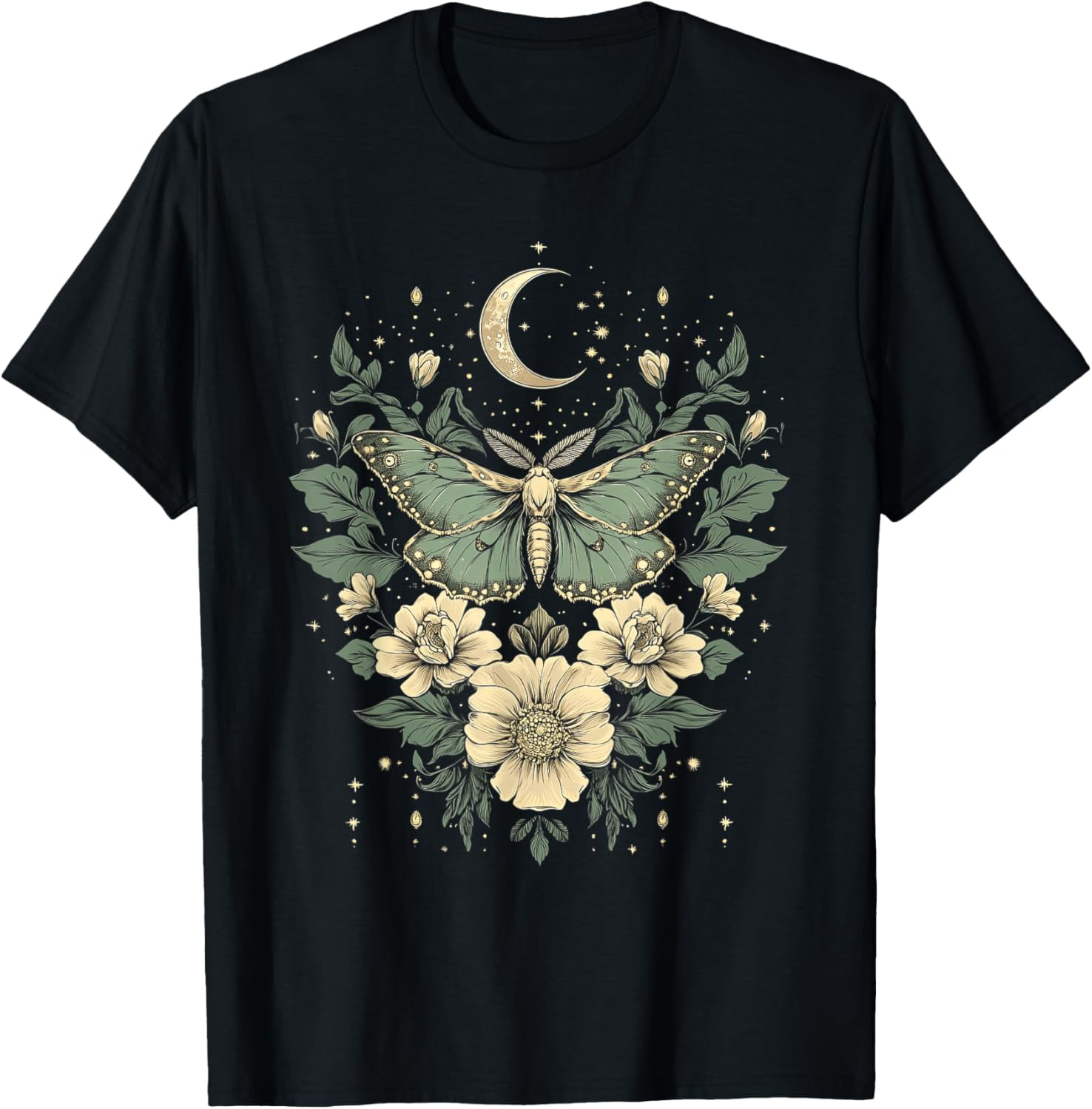 Goblincore Moth and Butterfly Moonphases Flowers Cottagecore Men T ...