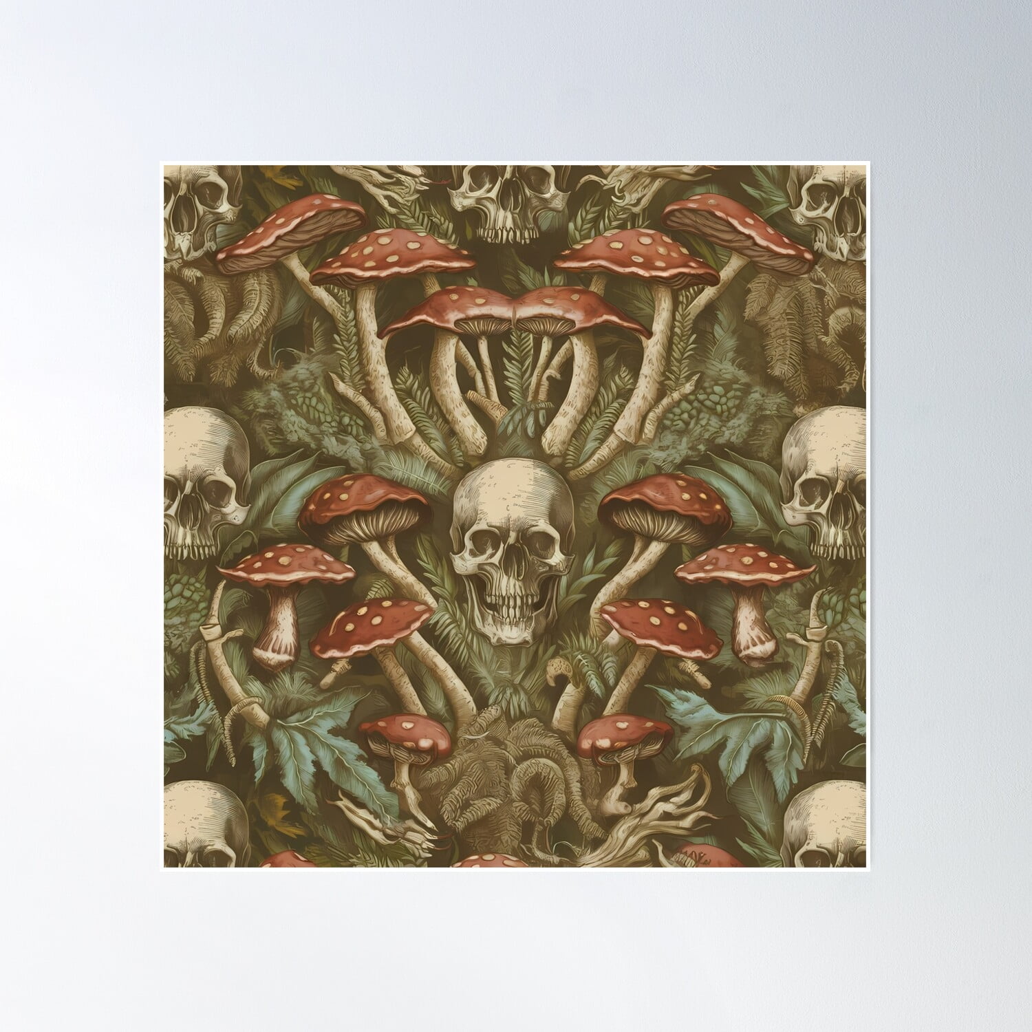 Goblincore - Refuge Of The Goblins - Human Head Bones And Red Mushrooms ...