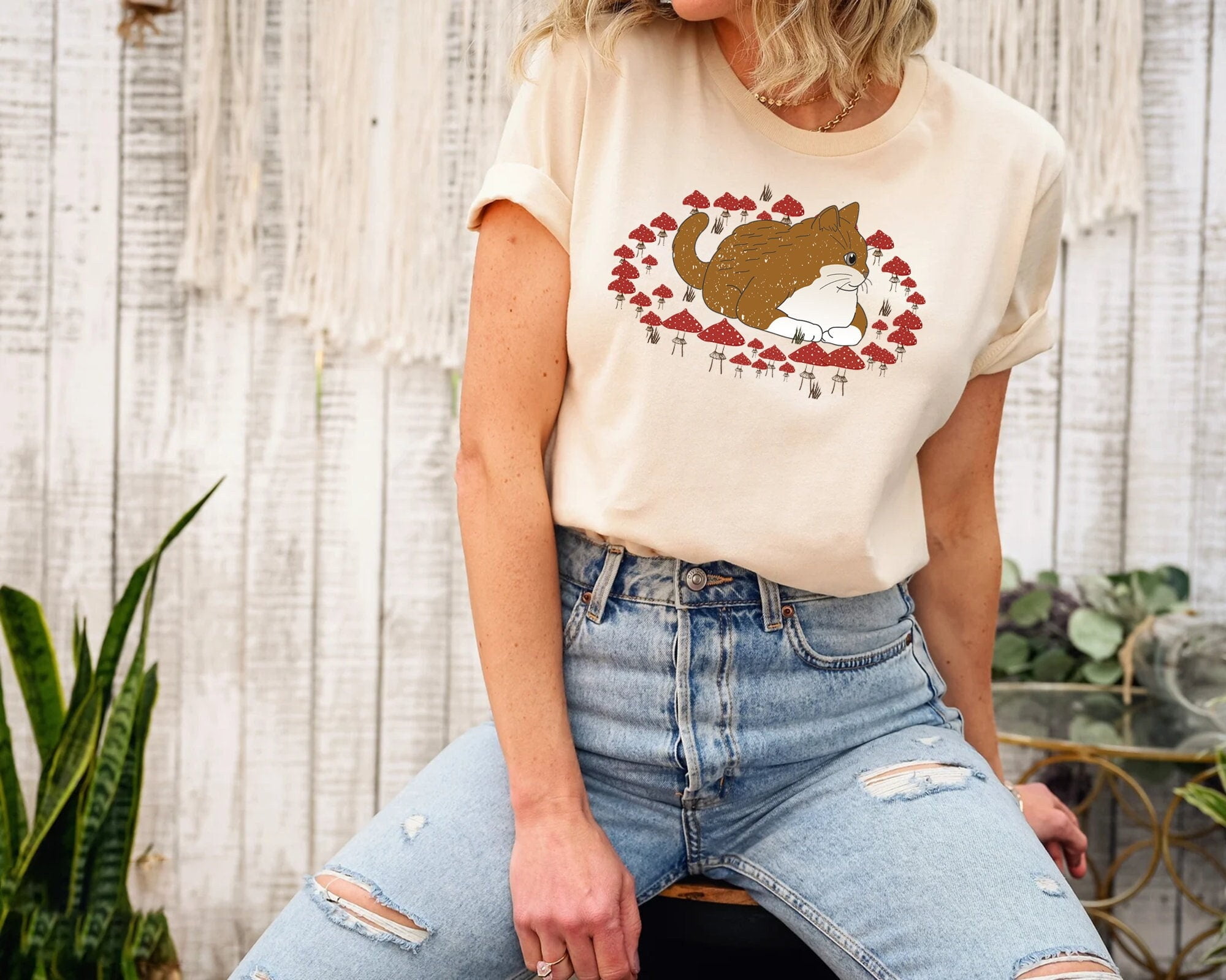 Goblincore Shirt, Cat Mushroom Shirt, Cats Lovers Tee Gift, Nature ...