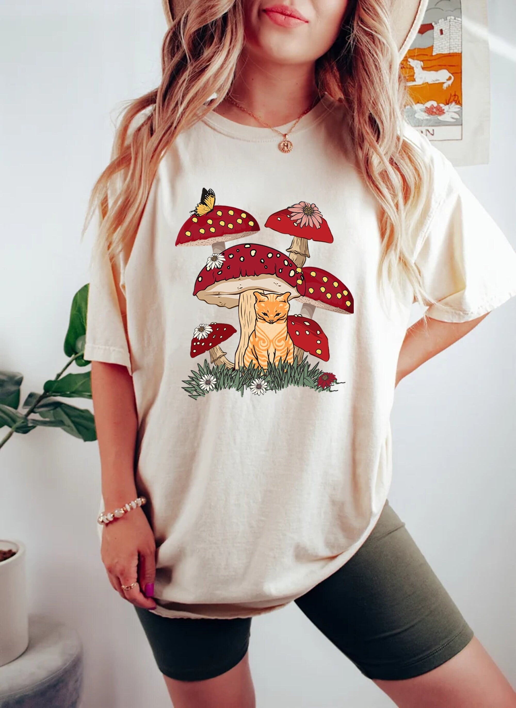 Goblincore Shirt, Cat Mushroom Shirt, Cats Lovers Tee, Nature Lover ...