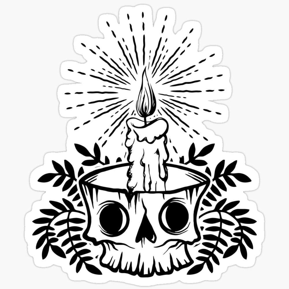 Goblincore Skull Candleholder Sticker Phone Decal Water Bottle Stickers ...