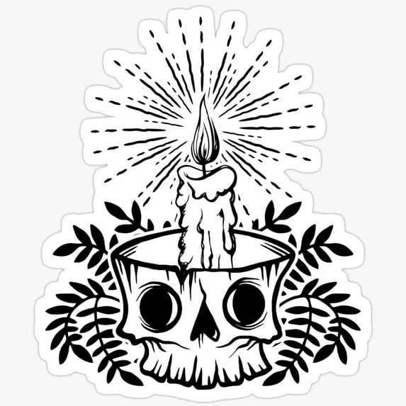 Goblincore Skull Candleholder Sticker Phone Decal Water Bottle Stickers ...