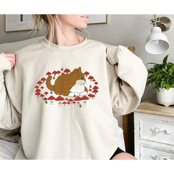 Goblincore T-Shirt, Cat Mushroom Shirt, Cats Lovers Tee Gift, Nature ...