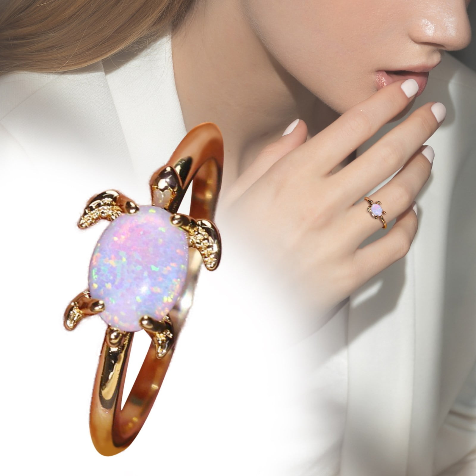 Gobwell anillos 2024 Personalized Fashion Luxury Gold Egg Shaped White ...