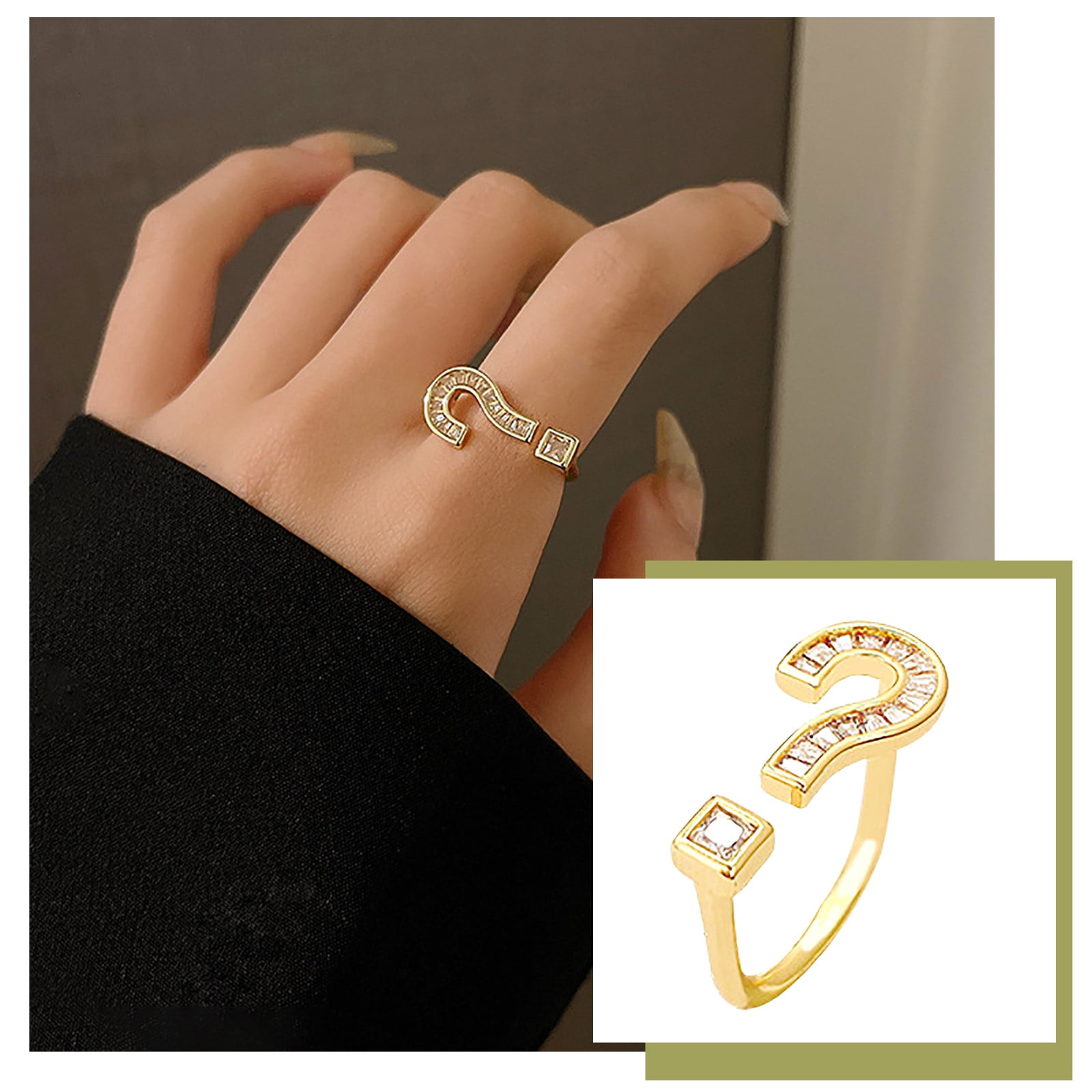 Gobwell anillos Diamond Question Mark Ring Female Personality Design ...