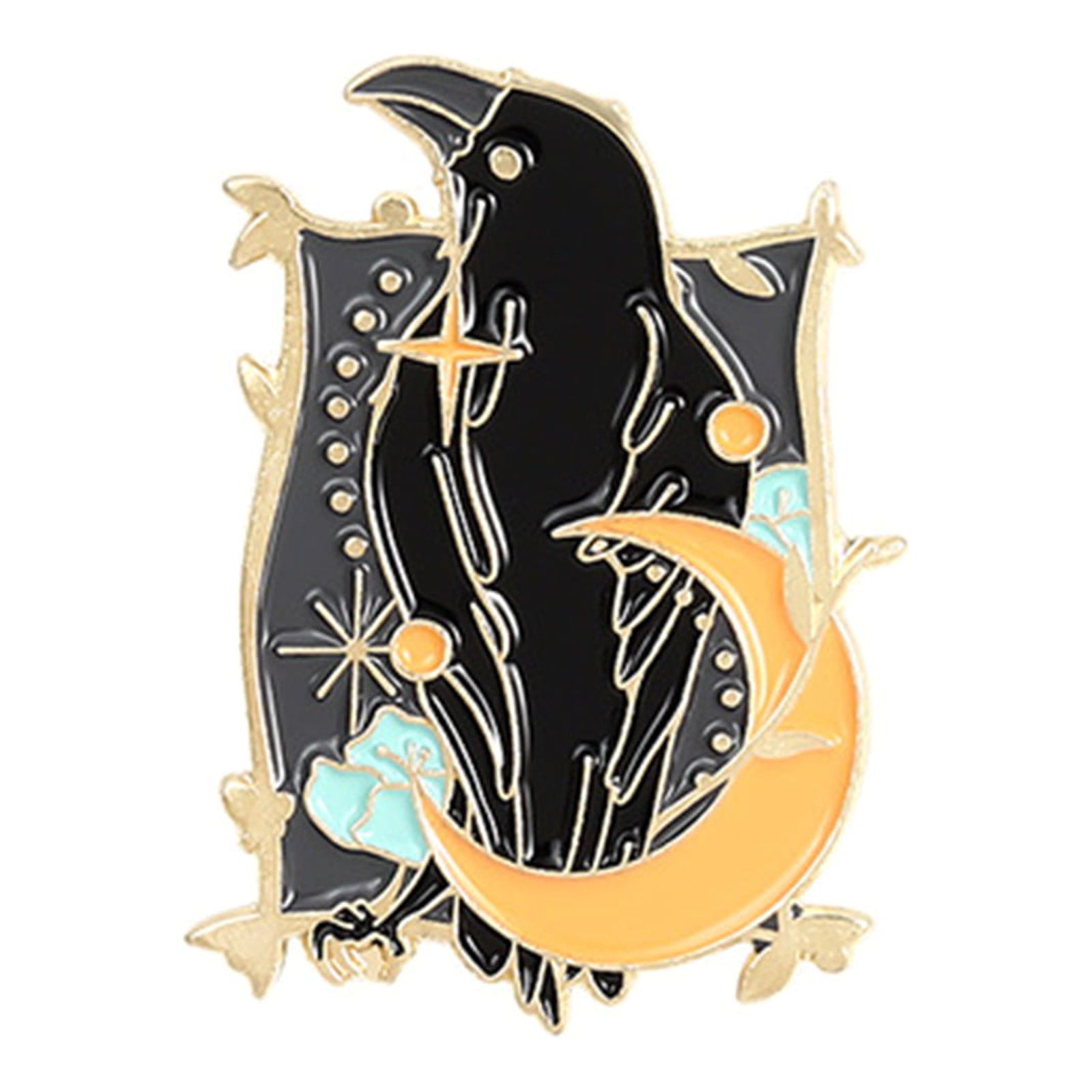 Gobwell brooch Ribbon Flower Crow Creative Animal Brooch Trend Black ...