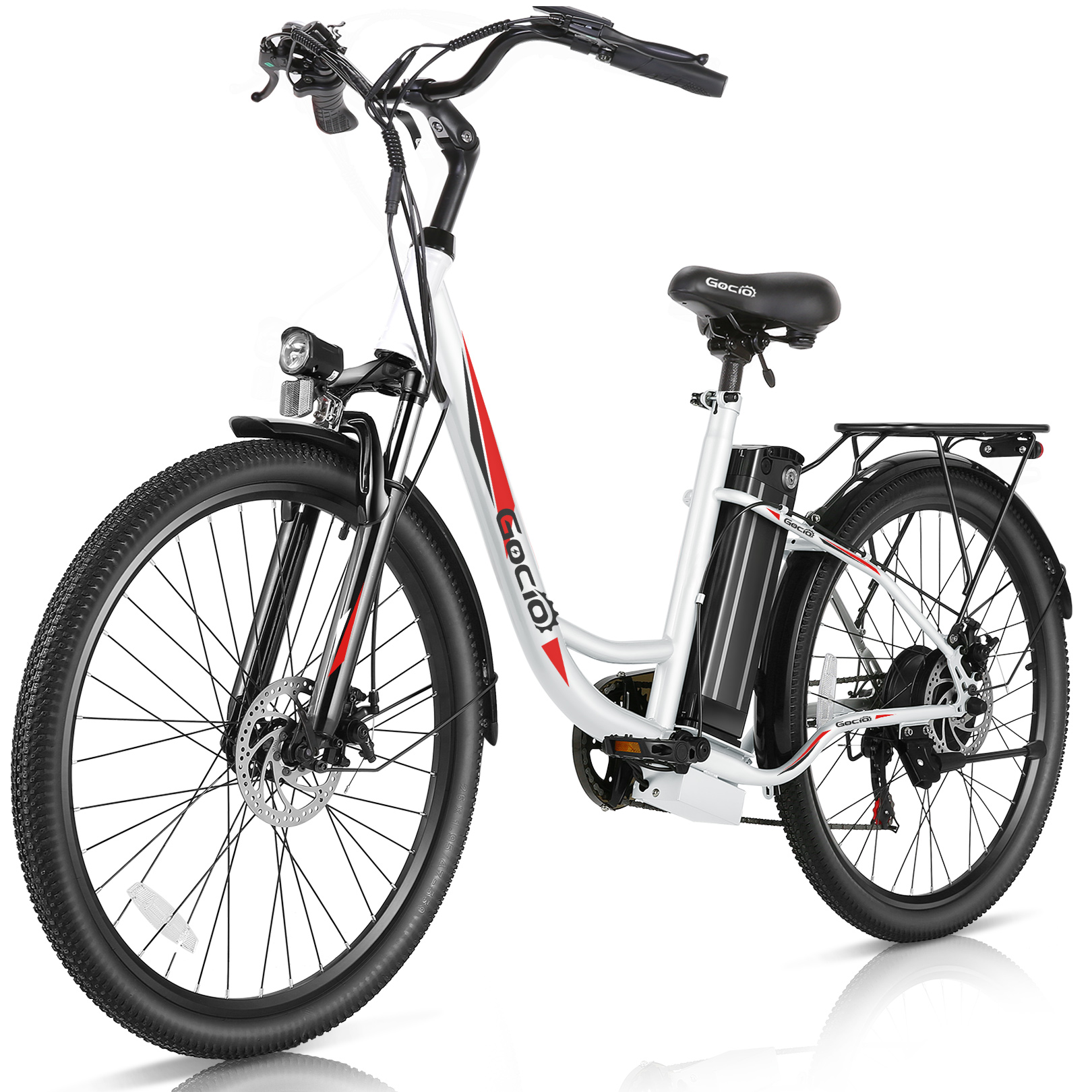 Gocio 26 in. Electric Bicycle 500W Electric Hybrid Bike, 48V Adjustable City Ebike for Adults ...