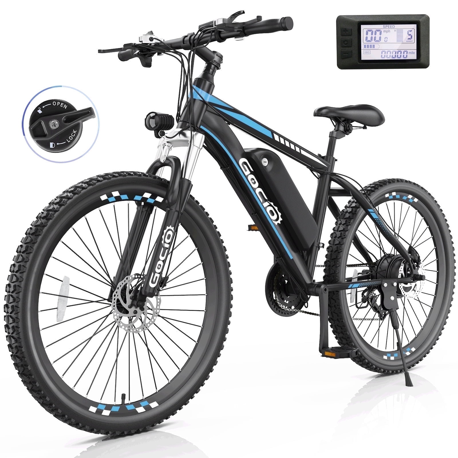 "Gocio 26"" Electric Bike, 500W Ebike for Adults, 48V 10.4Ah Mountain ...