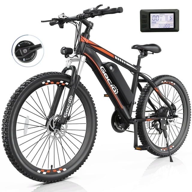 "Gocio Electric Mountain Bike 26"", 500W, 48V 10.4Ah, 21 Speed, Lockable Fork, LCD Display ...