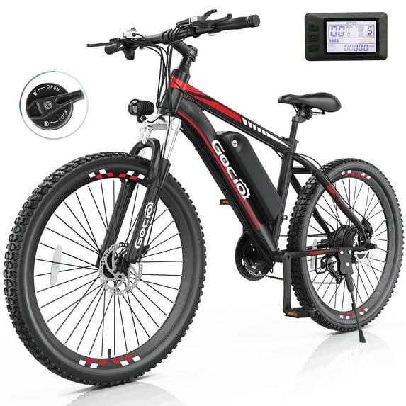 "Gocio 26"" Electric Bike, 500W Ebike for Adults, 48V 10.4Ah Mountain Bike with LCD Display ...