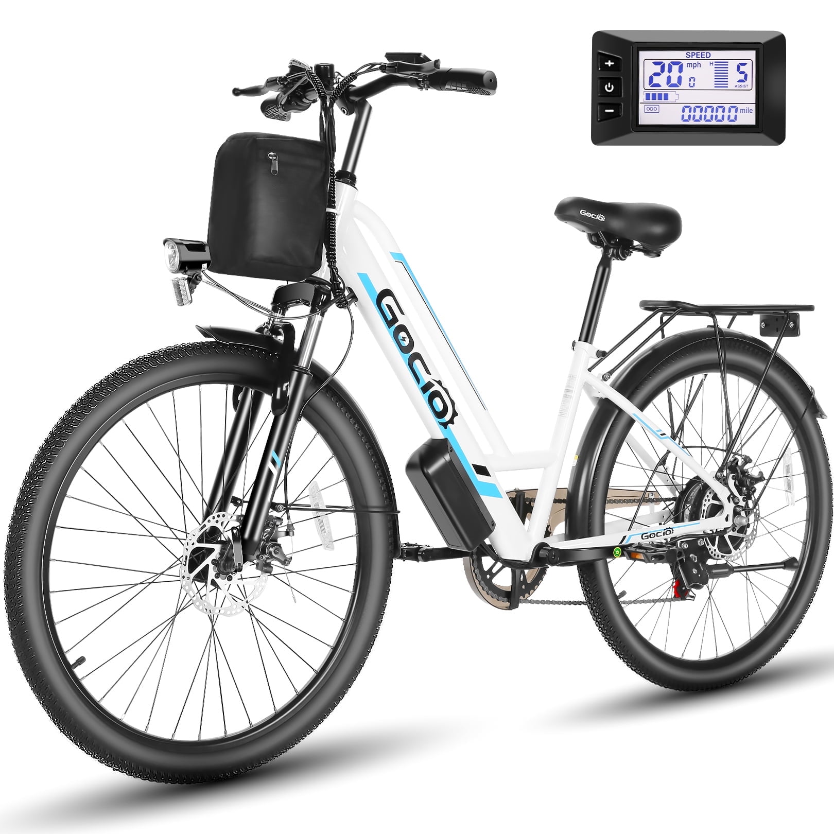 Gocio 500W 26" Electric Bike 48V Electric Bicycle for Adults, 19.8mph Cruiser Ebike, Electric ...