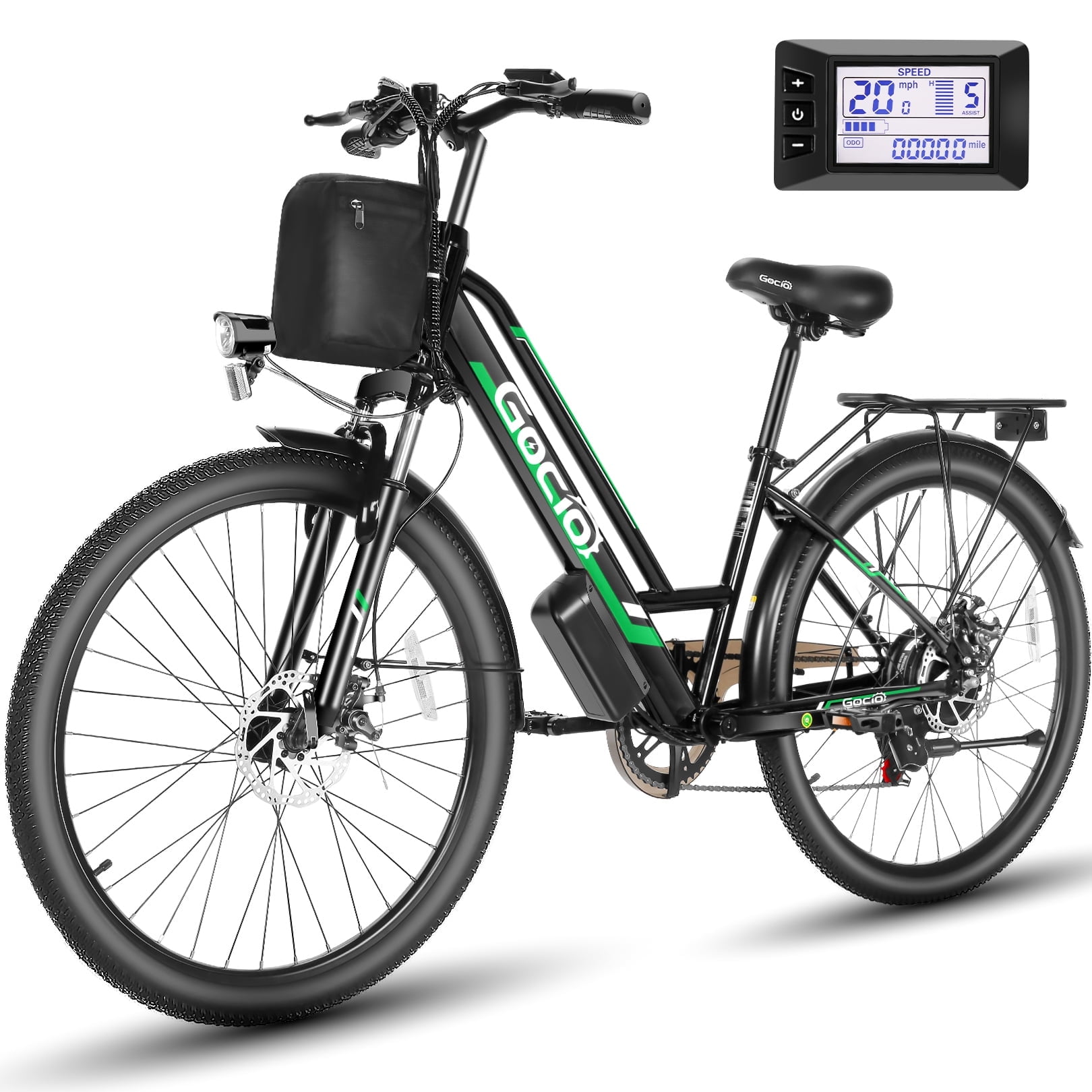 Gocio 500W 26" Electric Bike 48V Removable Battery Electric Bicycle for Adults, 19.8mph Cruiser ...